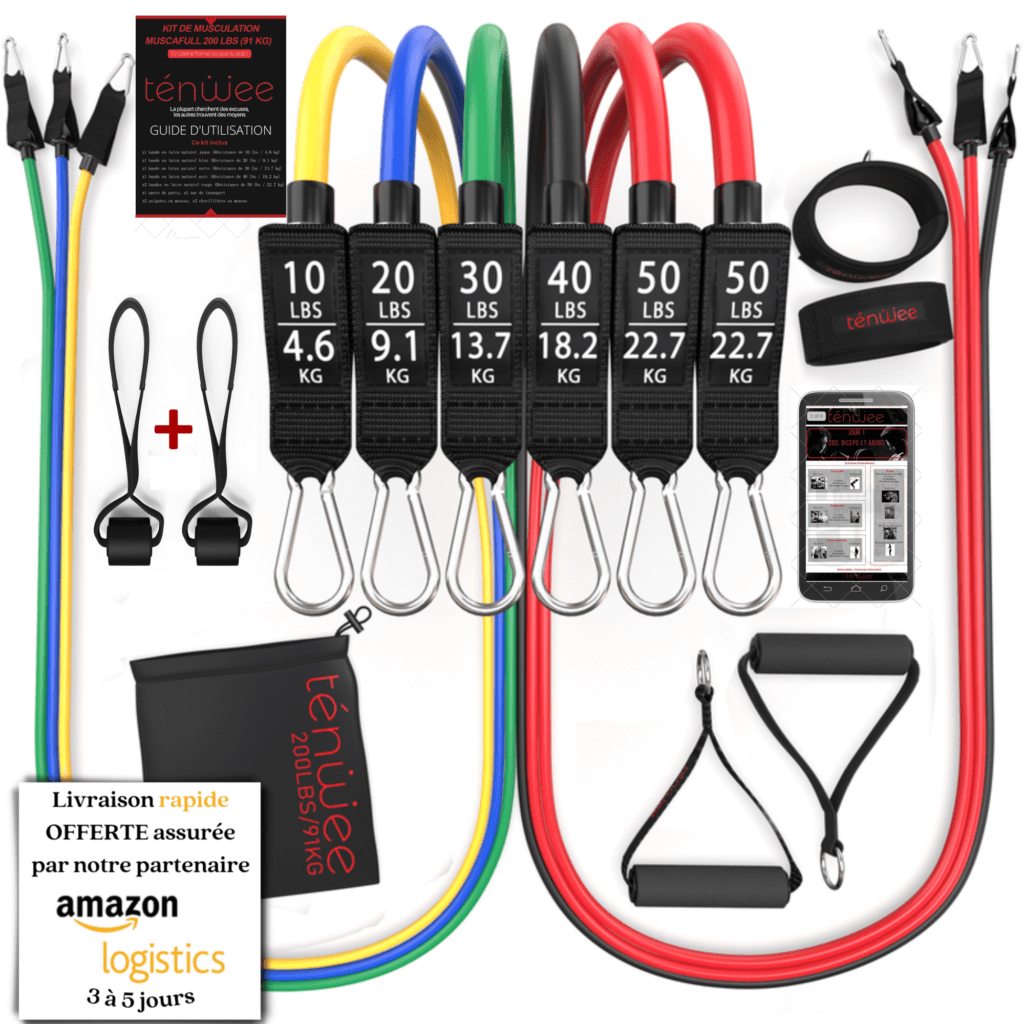 ténwee - Muscafull, le kit elastique musculation 200lbs / 90kg - Sport ...
